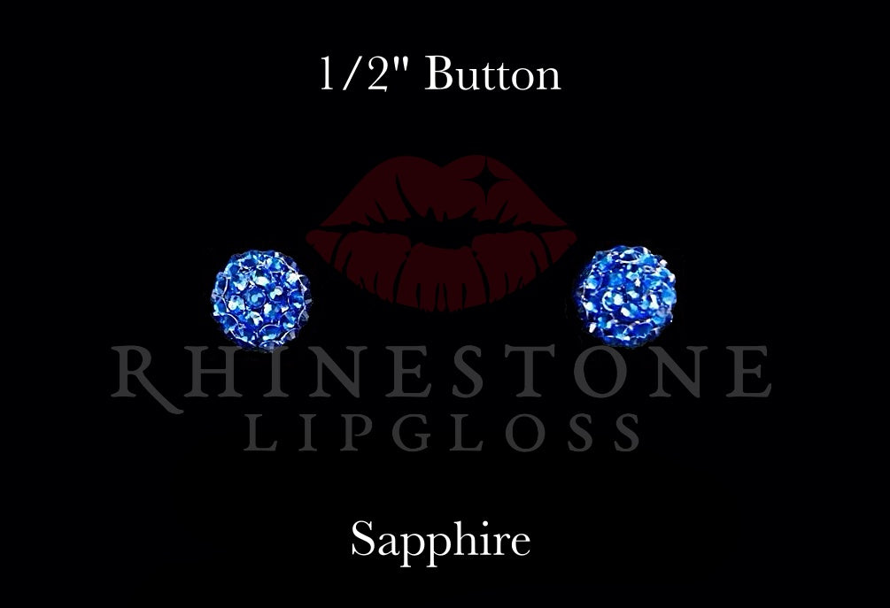 1/2" Button - Sapphire – Rhinestone Lipgloss