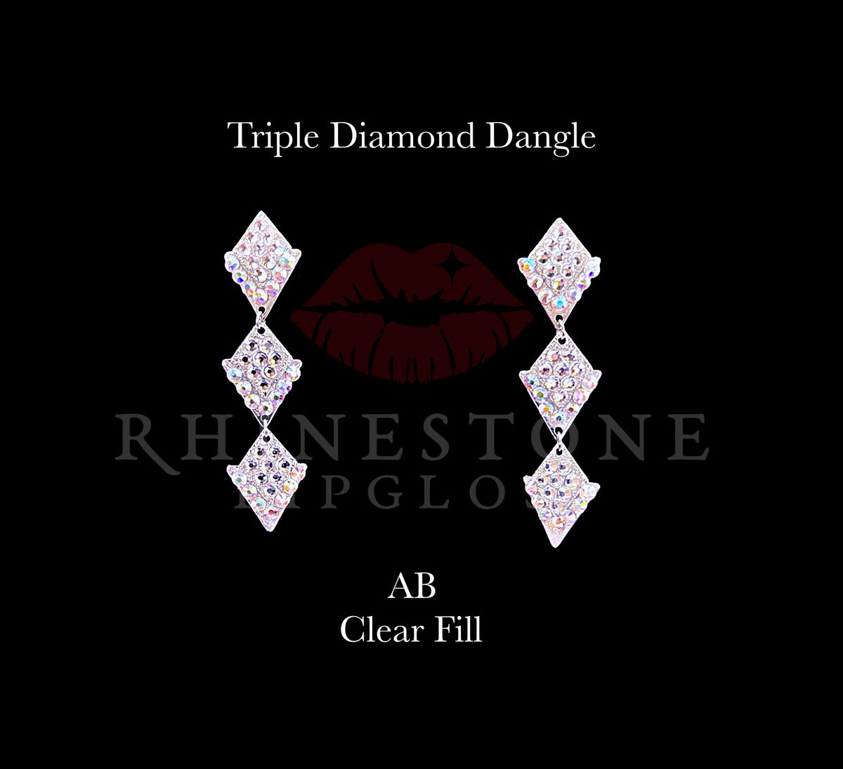 Triple Diamond Dangle - AB, Clear Fill – Rhinestone Lipgloss