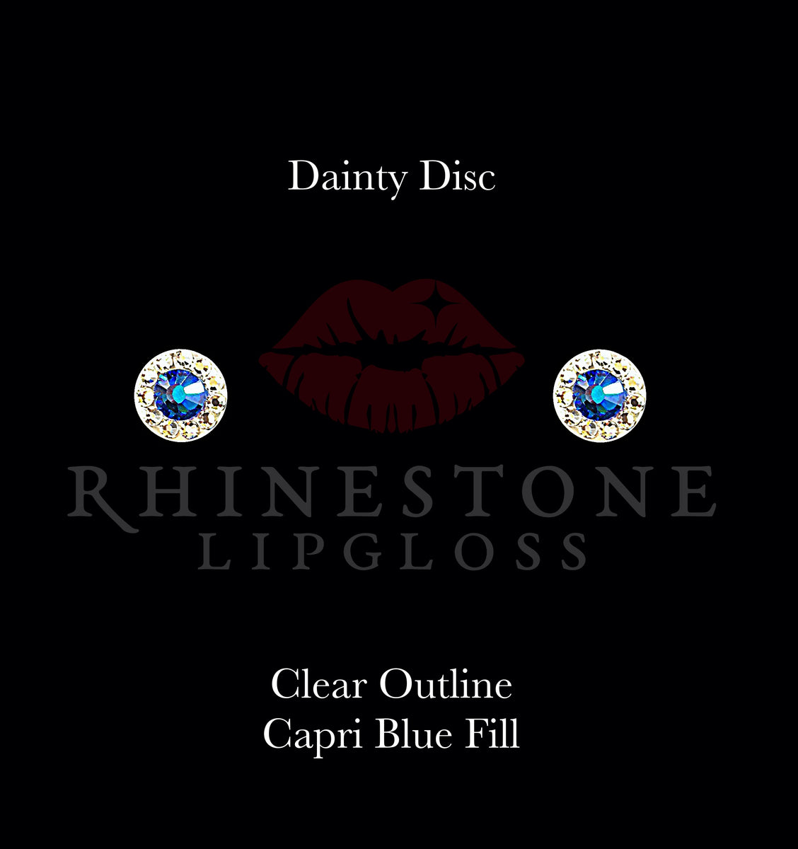 Dainty Disc - Capri Blue Center, Clear Outline – Rhinestone Lipgloss