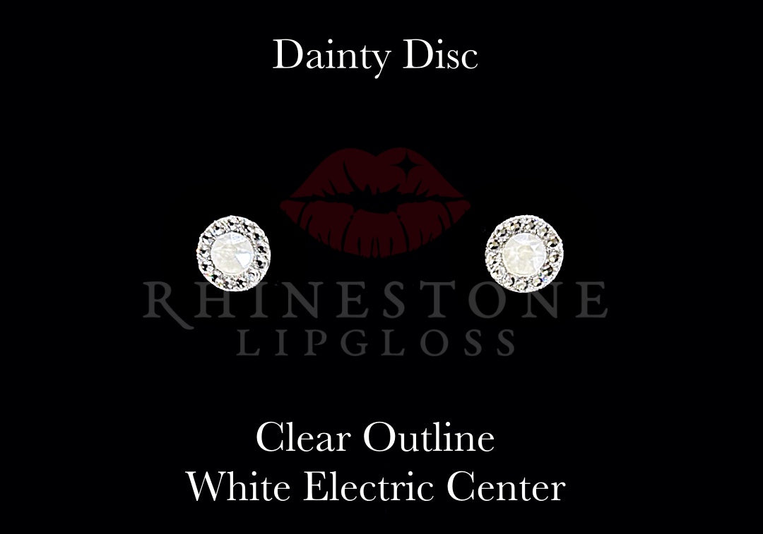 Dainty Disc - White Electric Center, Clear Outline – Rhinestone Lipgloss