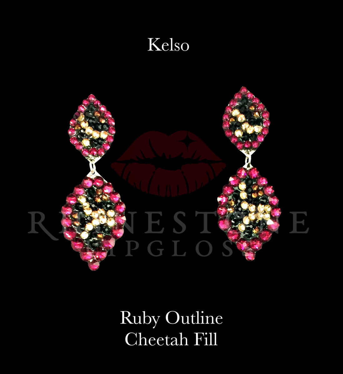 Kelso Cheetah Fill Ruby Outline – Rhinestone Lipgloss