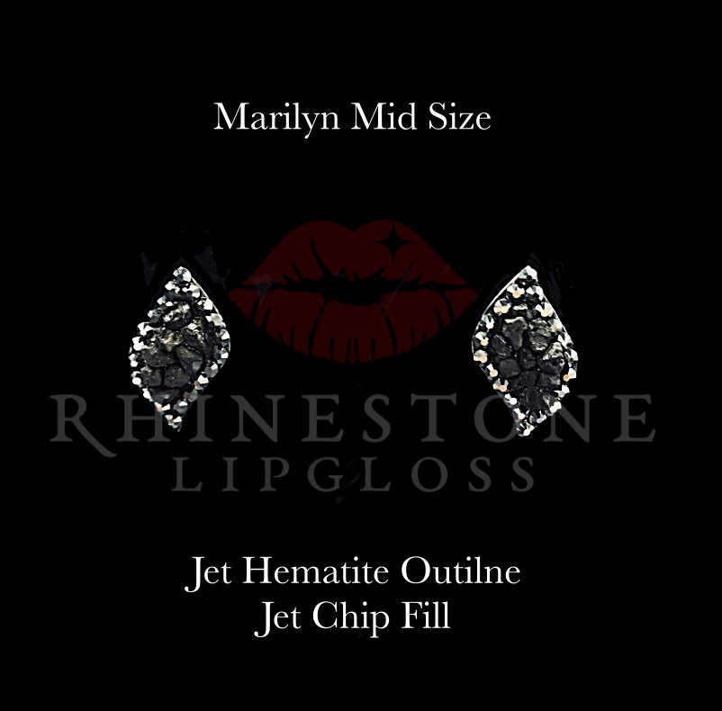 Marilyn Mid Size Jet Hematite Outline, Jet Chip Fill – Rhinestone Lipgloss