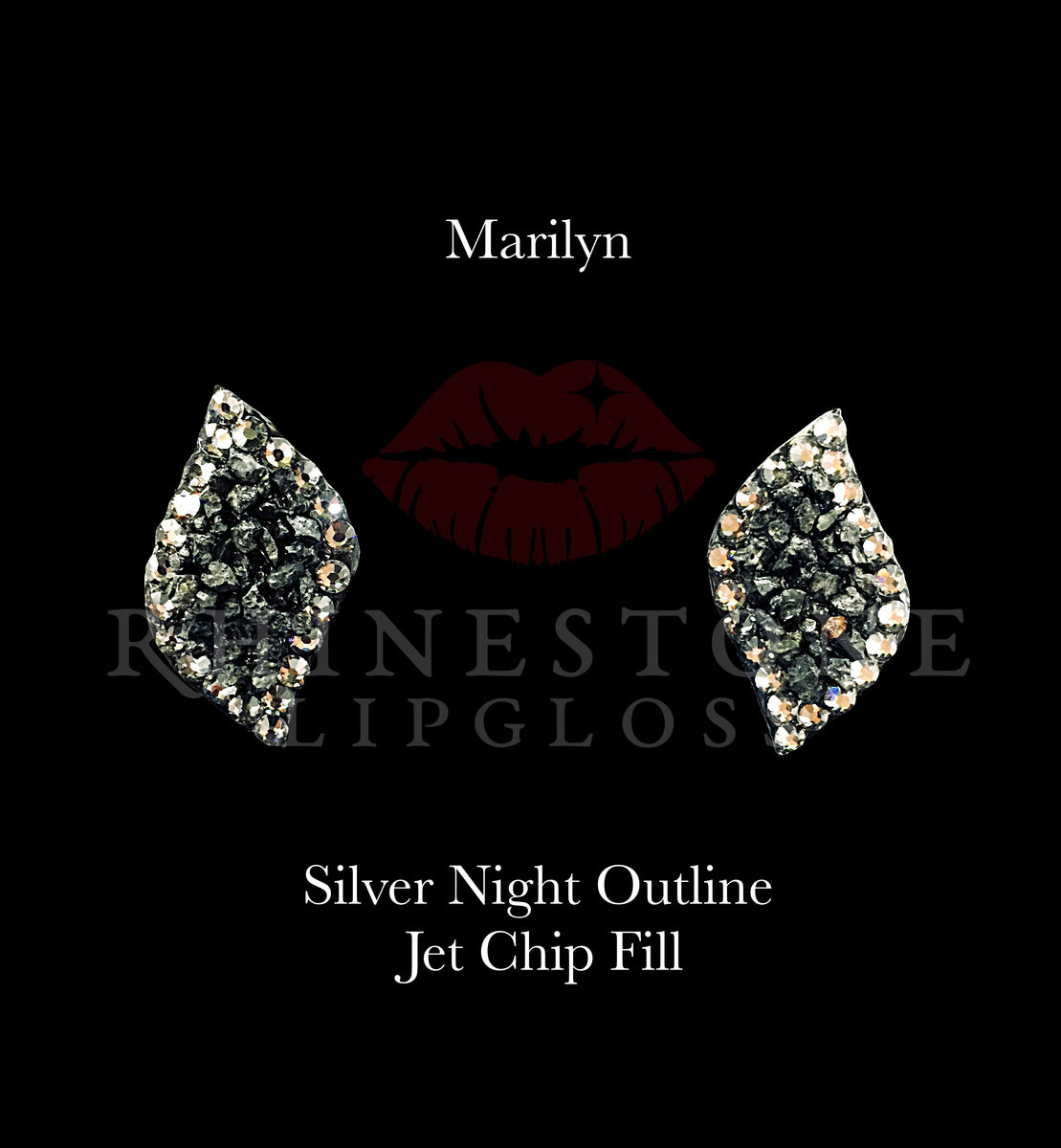 Marilyn - Silver Night Outline, Jet Chip Fill Earring – Rhinestone Lipgloss