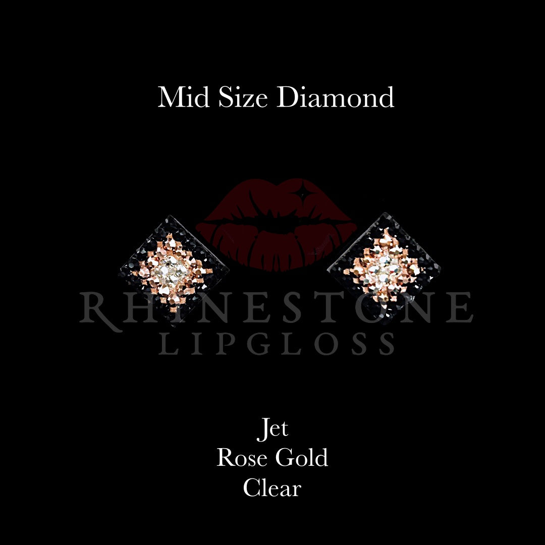 Diamond 3-Color Mid Size - Jet Outline, Rose Gold Center, Clear Fill ...