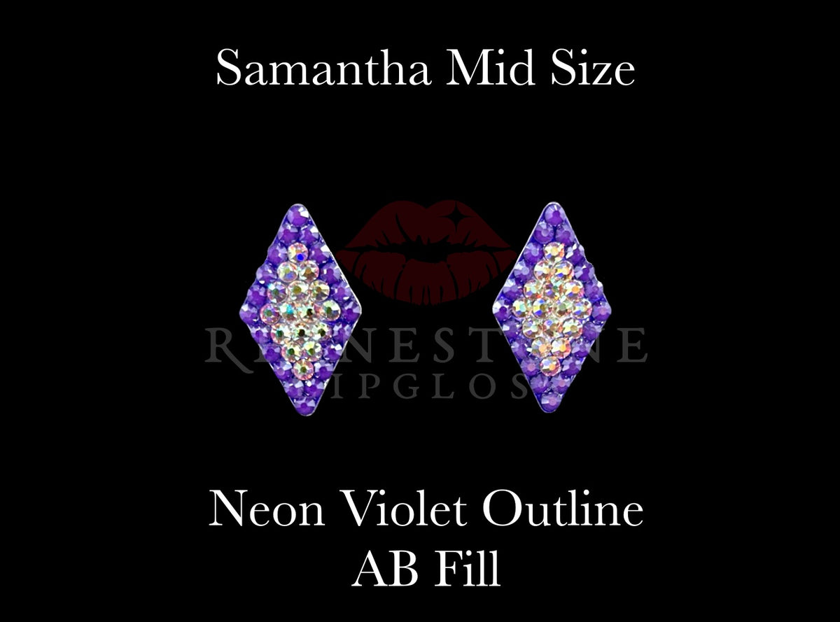 Samantha Mid Size Neon Violet Outline, AB Fill – Rhinestone Lipgloss