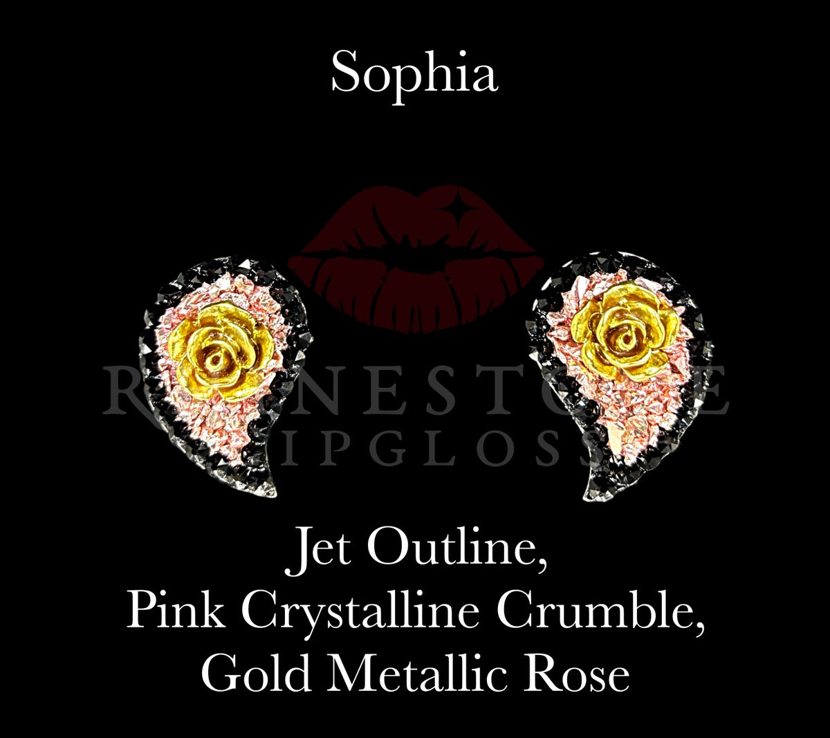 Sophia - Jet Outline, Pink Crystalline Crumble, Gold Metallic Rose ...