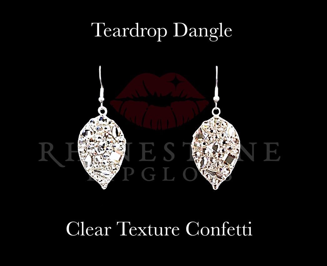 Teardrop Dangle Confetti Clear Texture – Rhinestone Lipgloss