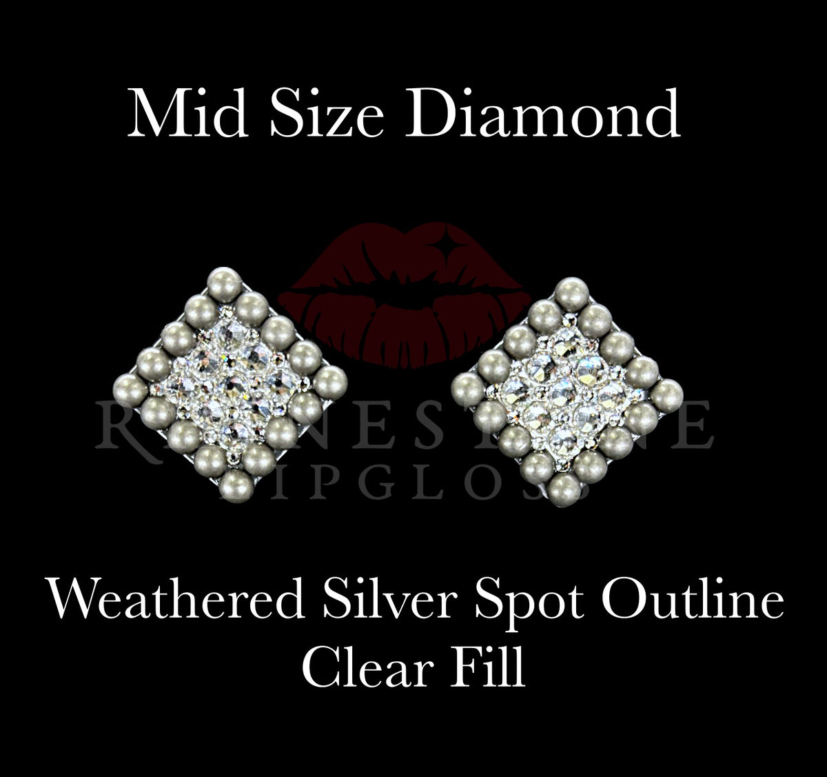 Diamond Mid Size - Weathered Silver Spots Outline, Clear Fill ...