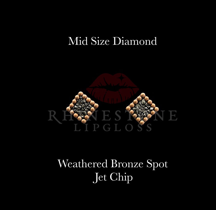 Diamond Mid Size - Weathered Bronze Spots Outline, Jet Chip Fill ...
