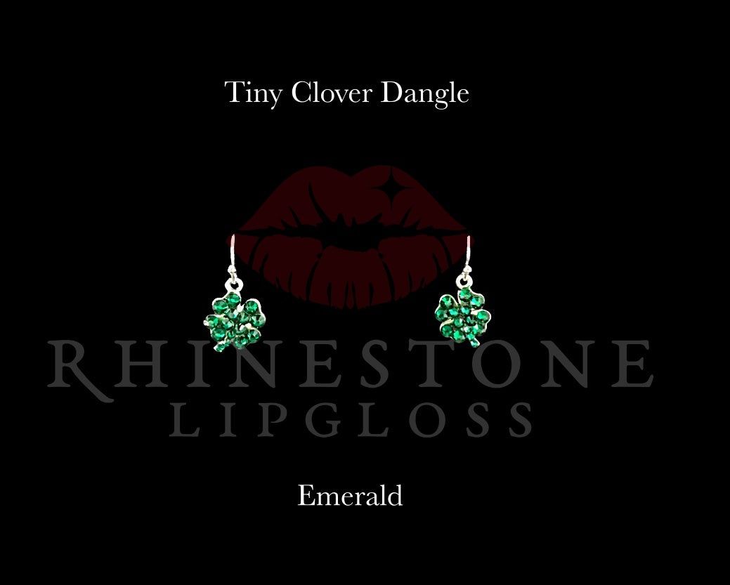 Tiny Clover Dangle Emerald – Rhinestone Lipgloss